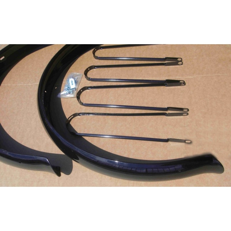 Kit complet garde boue vélo 26 pouces Extra Long Noir