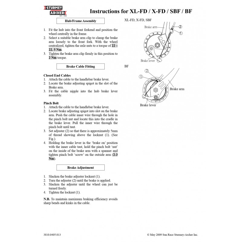 Moyeu de frein à tambour pour roue avant Sturmey Archer XL-FD Alu argent