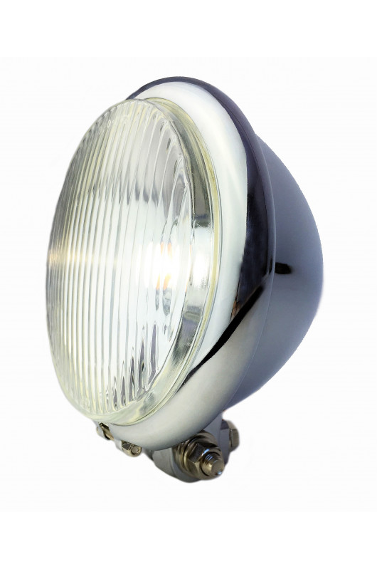 Phare Avant Vélo type moto LED Old Bates 15cm Chrome