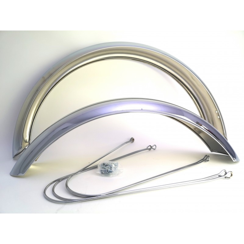 Kit complet garde boue vélo 24 ou 26 pouces 100mm Chrome